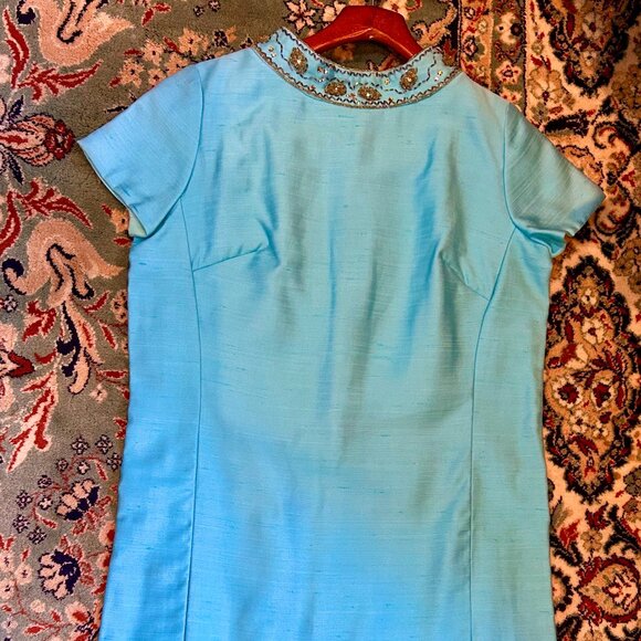 Vintage | Dresses | 96s Beaded Silk Shantung Sheath Dress | Poshmark